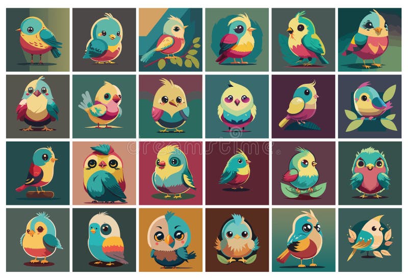 Lots of Cute Bird Designs. Illustration Design Stock Illustration ...