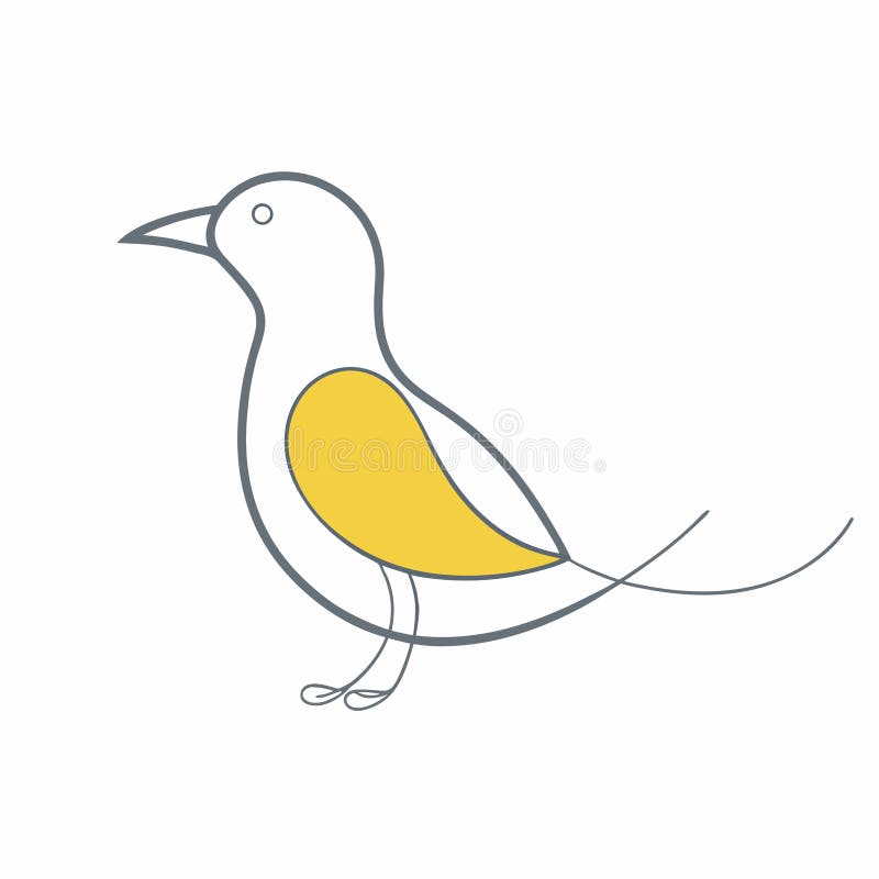 Bird Abstract Continuous Line Art Design on White Background Stock ...