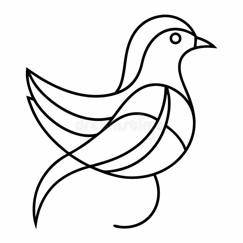 Bird Abstract Continuous Line Art Design on White Background Stock ...