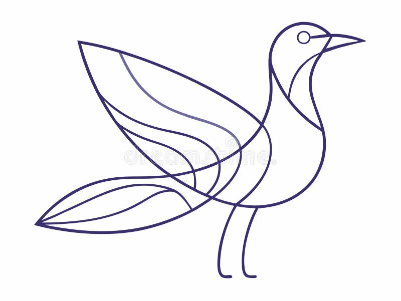 Bird Abstract Continuous Line Art Design on White Background Stock ...