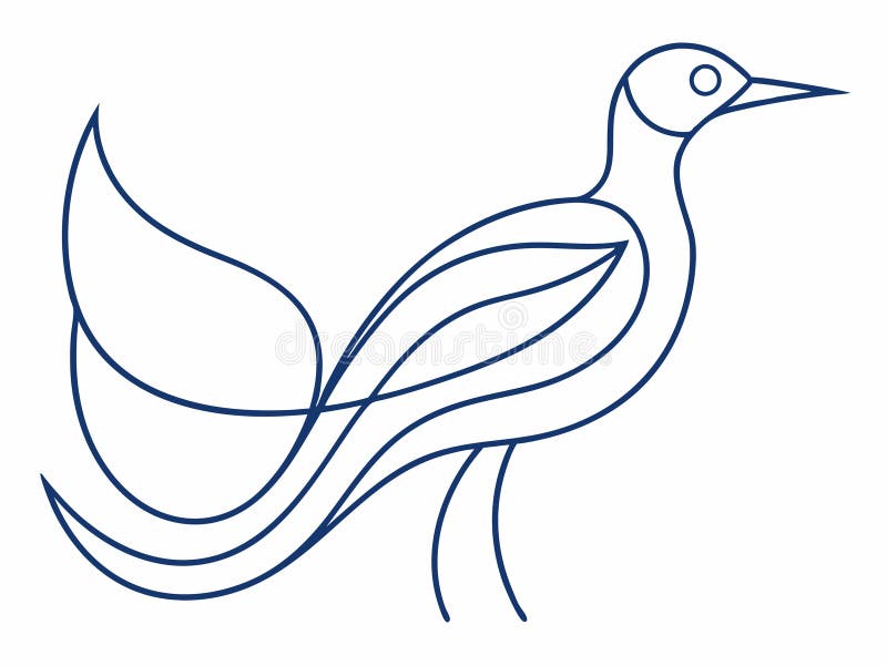Bird Abstract Continuous Line Art Design on White Background Stock ...