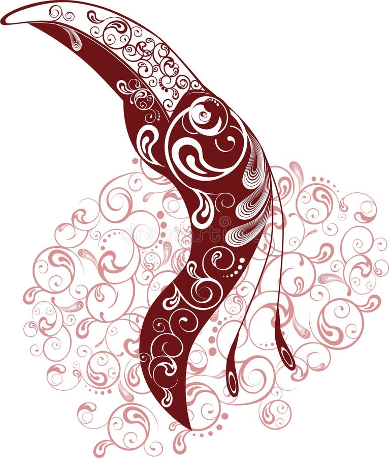 Bird and an Abstract Pattern Stock Vector - Illustration of ornament ...