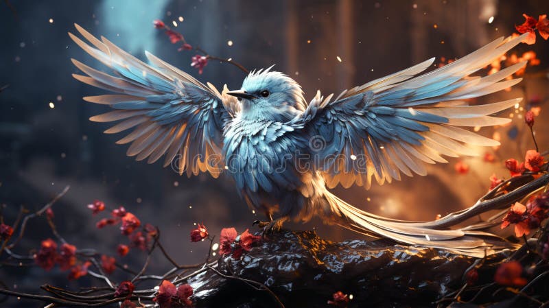 Bird with angel wings stock illustration. Illustration of fantasy ...