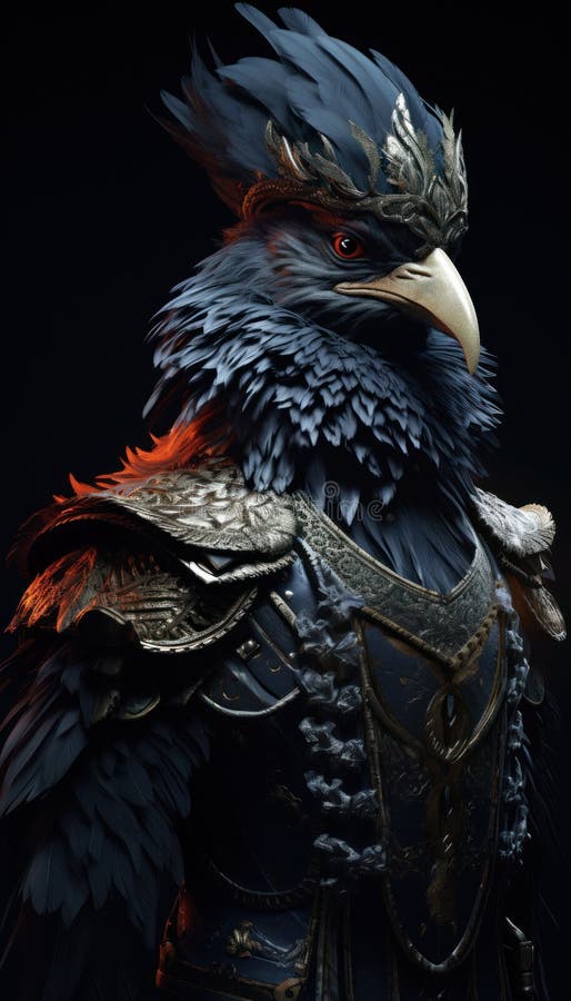A Bird in Armor with Red Eyes Stock Illustration - Illustration of ...