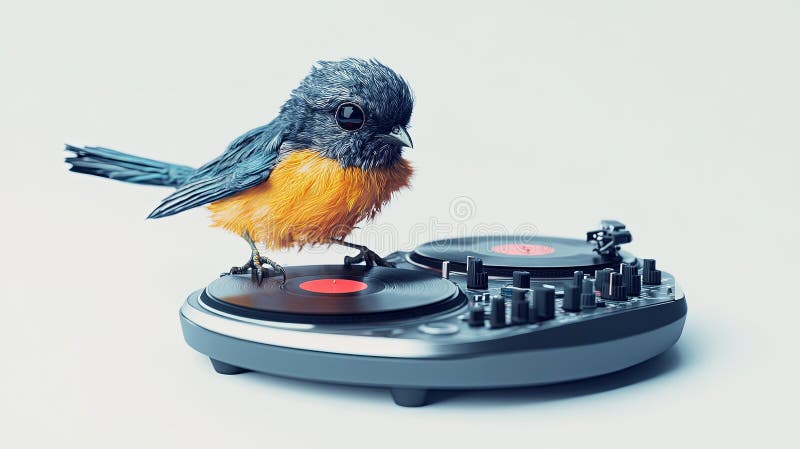 Bird Dj Tiny Set Turntables Clean White Stock Photos - Free & Royalty ...