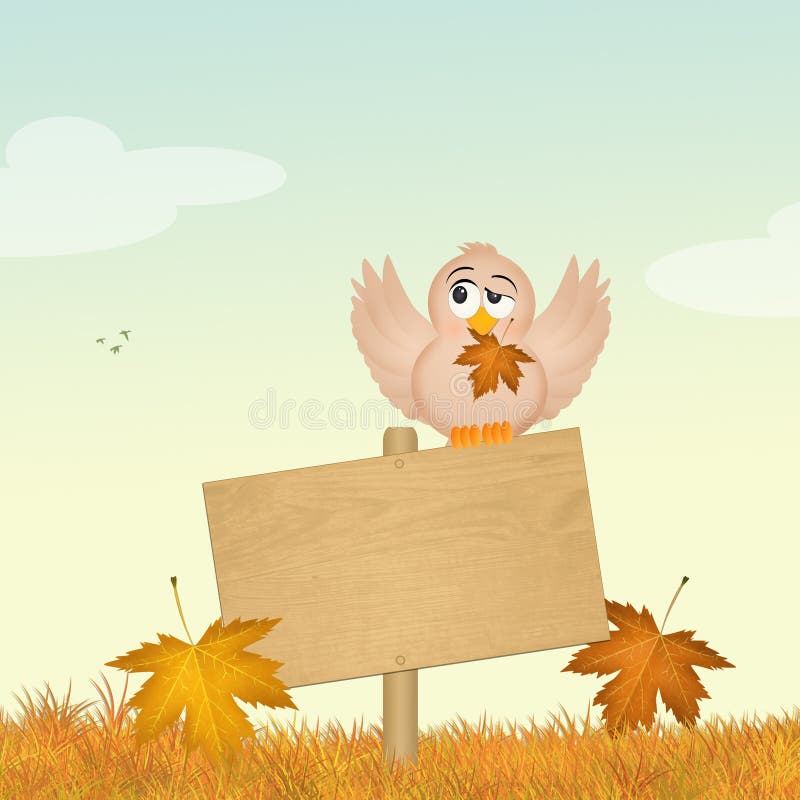 Bird in autumn stock illustration. Illustration of leaf - 80338244