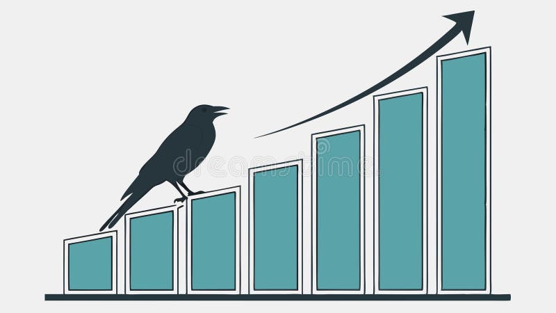 Bird on Bar Graph Chart Vector Illustration Business Growth Success ...