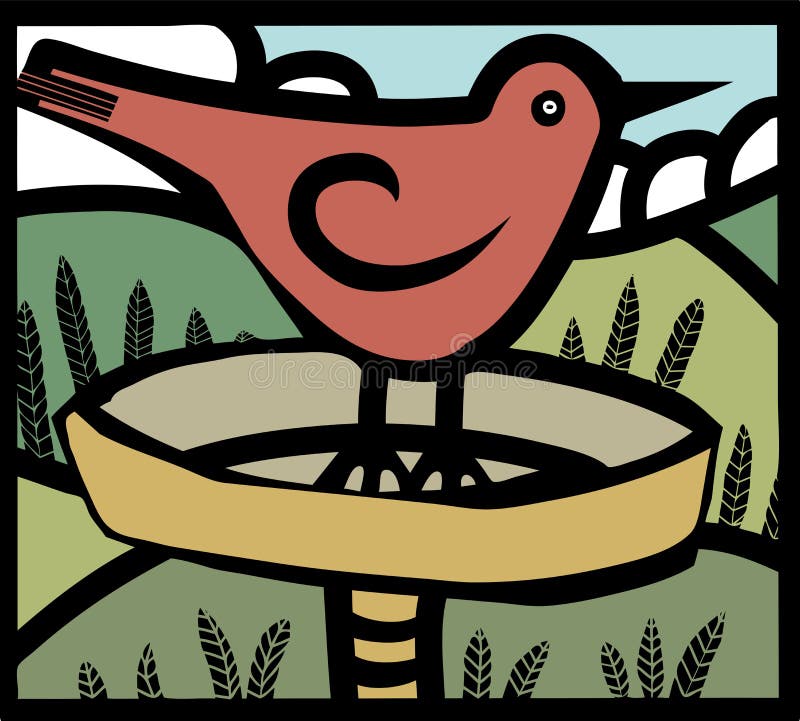 Bird bath stock vector. Illustration of nature, style - 43063993