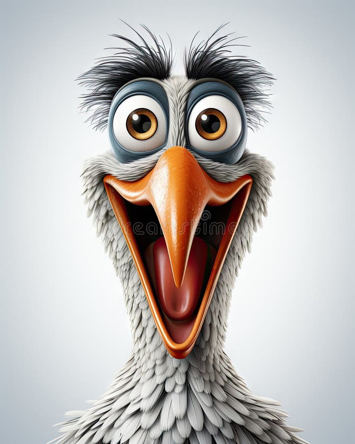 A Cartoon Bird with Big Eyes and a Big Smile on His Face. Generative Ai ...