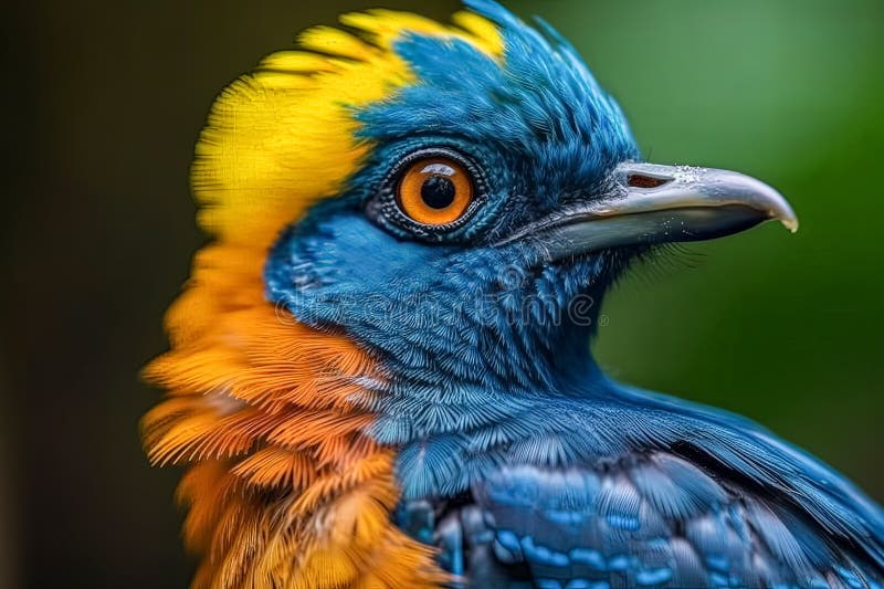 Bird with a Blue Head and Orange Feathers Stock Photo - Image of bright ...