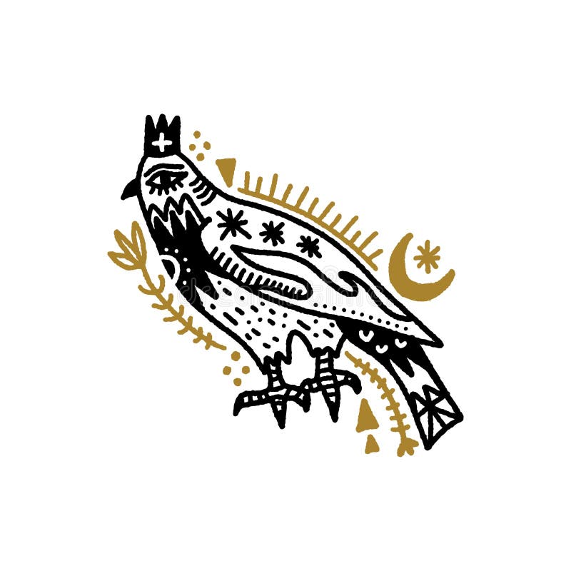 Bird Boho Magical Vintage Distressed Art Symbol or Label Stock Vector ...
