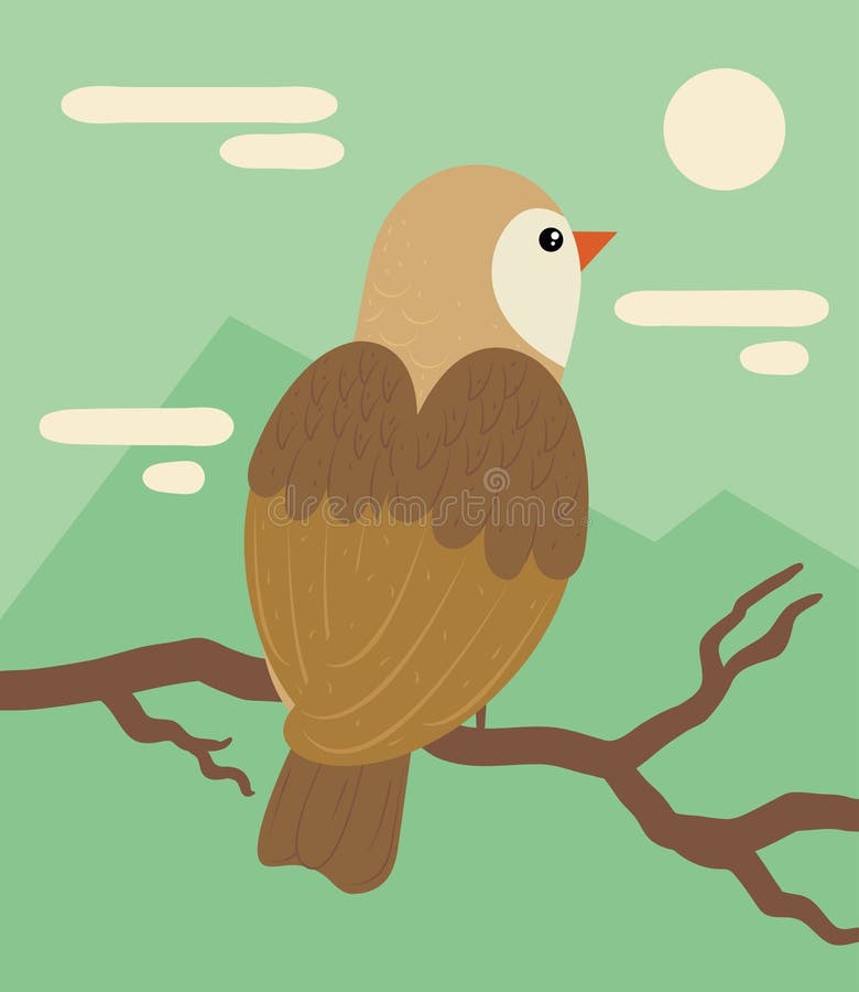 Bird on branch stock vector. Illustration of vector - 265643890