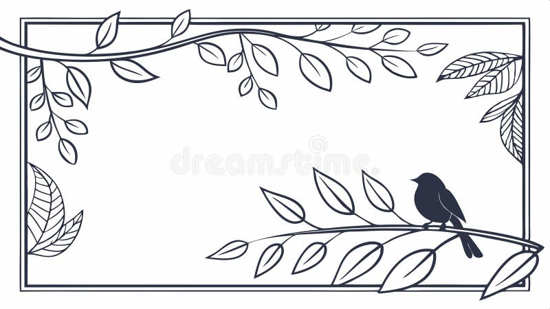 Bird on Branch Border, Nature Floral Frame Vector Design Generative AI ...