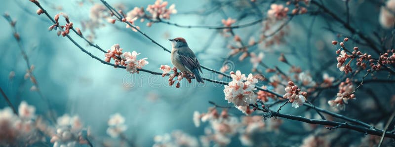 Bird on a Branch Bird on the Branches Stock Illustration - Illustration ...