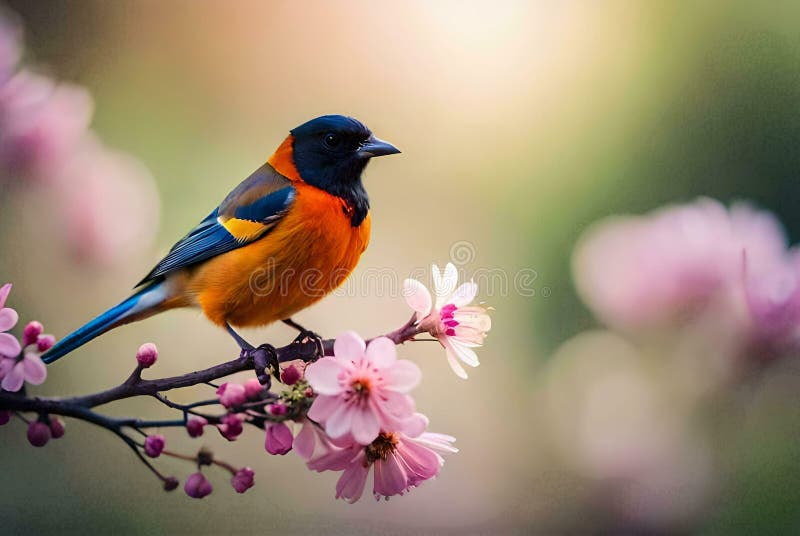 Bird on a Branch Robin on Branch Stock Illustration - Illustration of ...