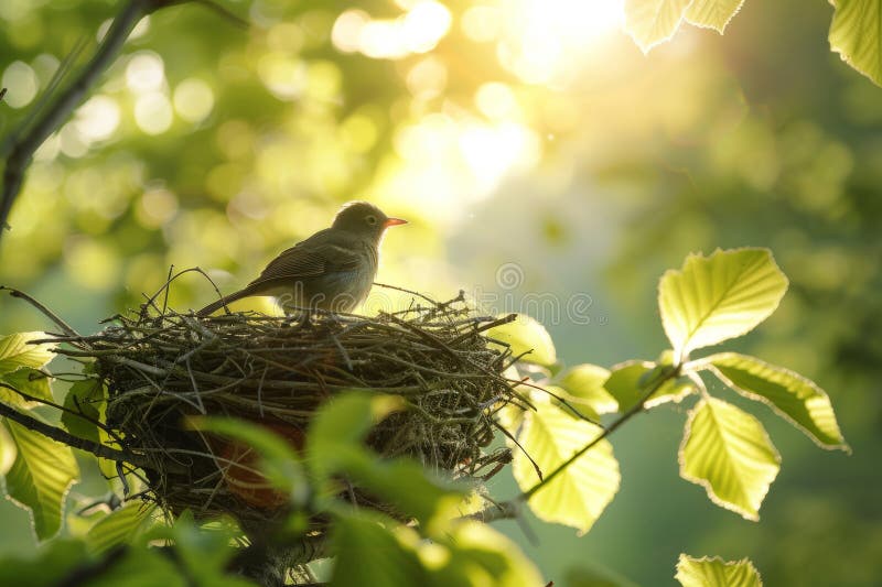 Bird Builds a Nest on a Tree Stock Photo - Image of twigs, pets: 349175842