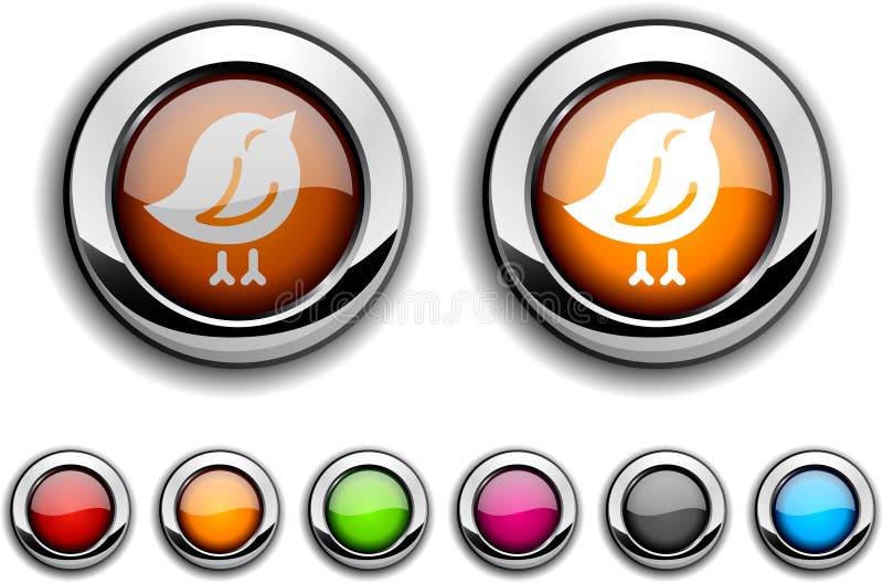 Bird button. stock vector. Illustration of chirp, magenta - 14759743
