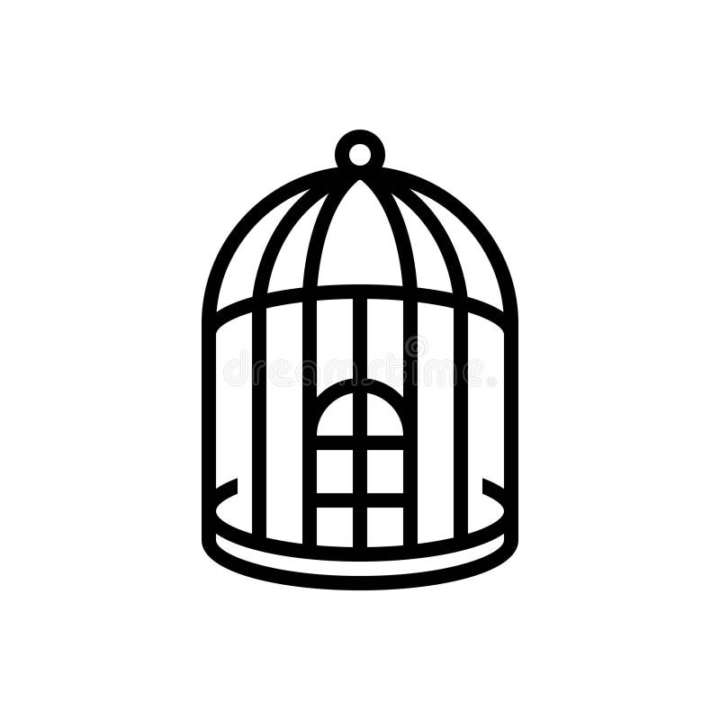 Black Line Icon for Bird Cage, Cage and Pet Stock Illustration ...