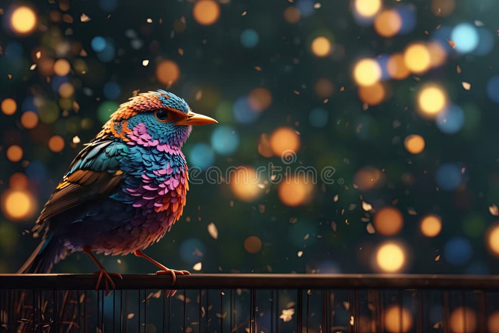 Bird in a Cage Neural Network Bokeh. Ai Generative Stock Illustration - Illustration of life ...