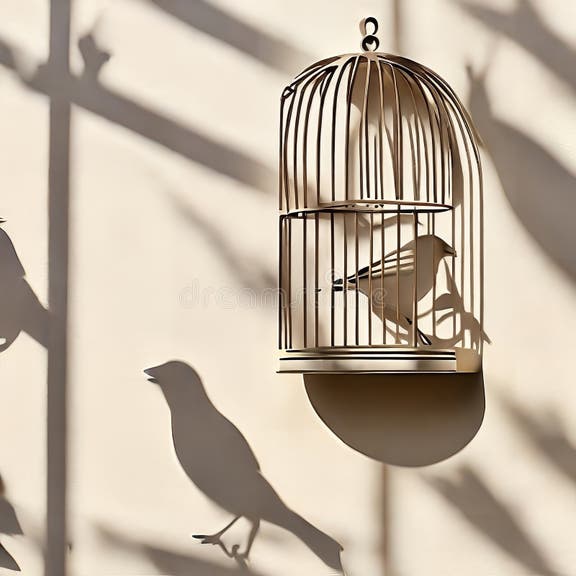 Bird Cage Shadow Pattern on Wall Stock Illustration - Illustration of ...