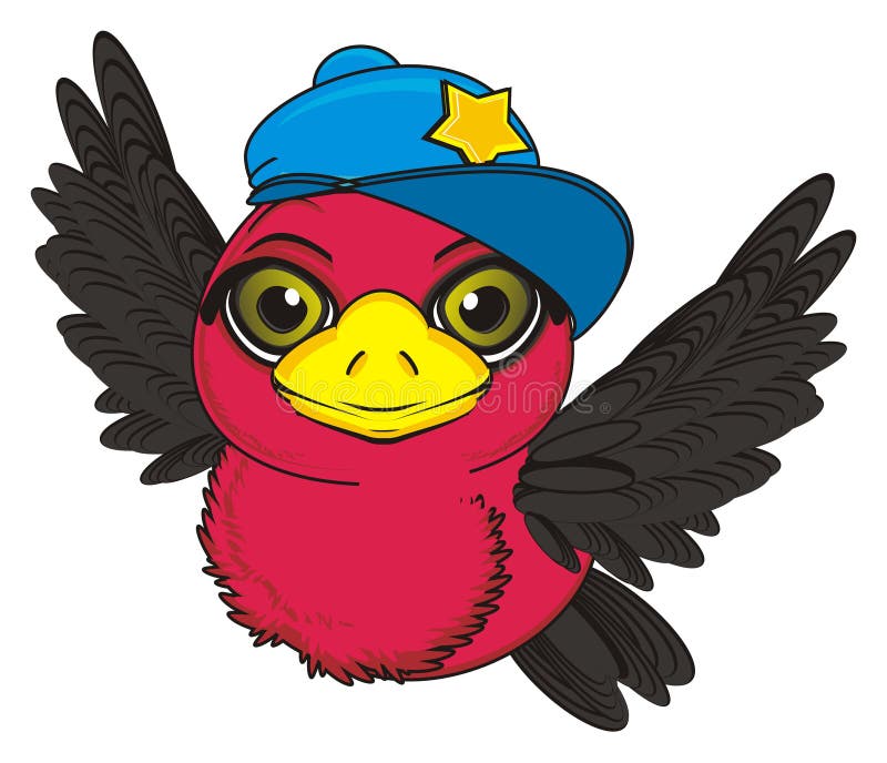 Bird in cap stock illustration. Illustration of white - 86635725