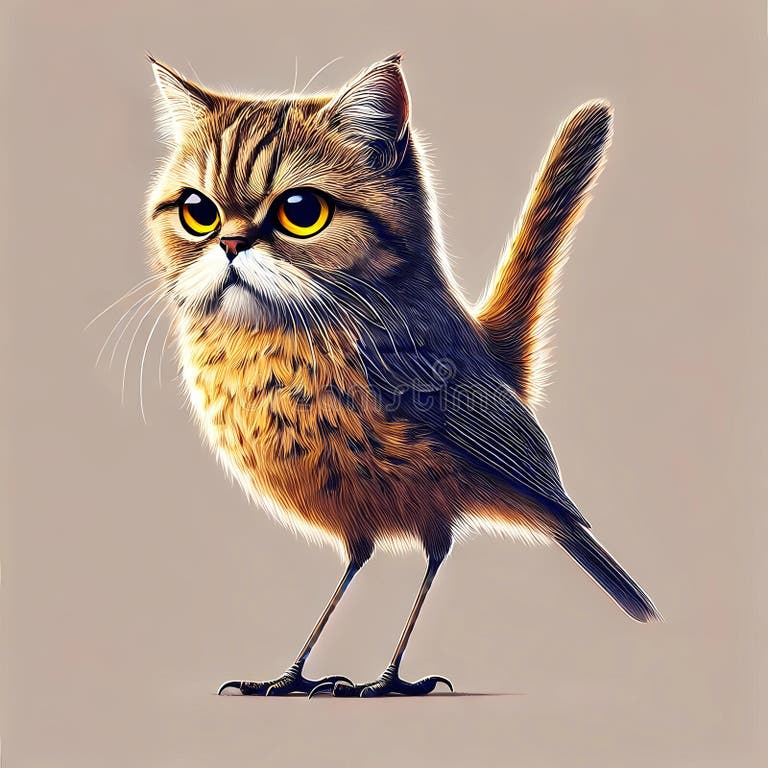 Bird and cat combination stock illustration. Illustration of predator ...