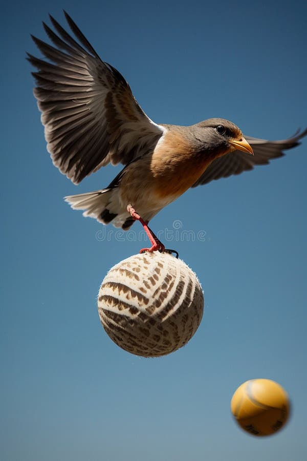 Bird Catching a Ball in Flight Stock Illustration - Illustration of ...