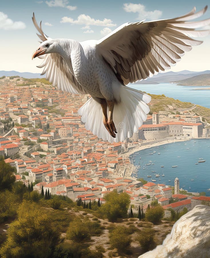 Bird Close-up, Against the Background of City Buildings. Stock ...