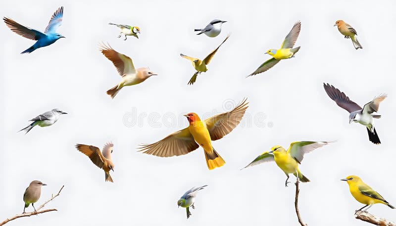 Bird Collection Illustration, Diverse Species Set Generative AI Stock ...