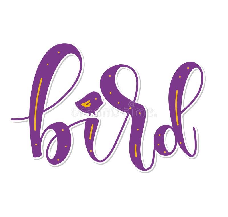 Bird - Colored Vector Illustration Isolated on White Background, Purple ...