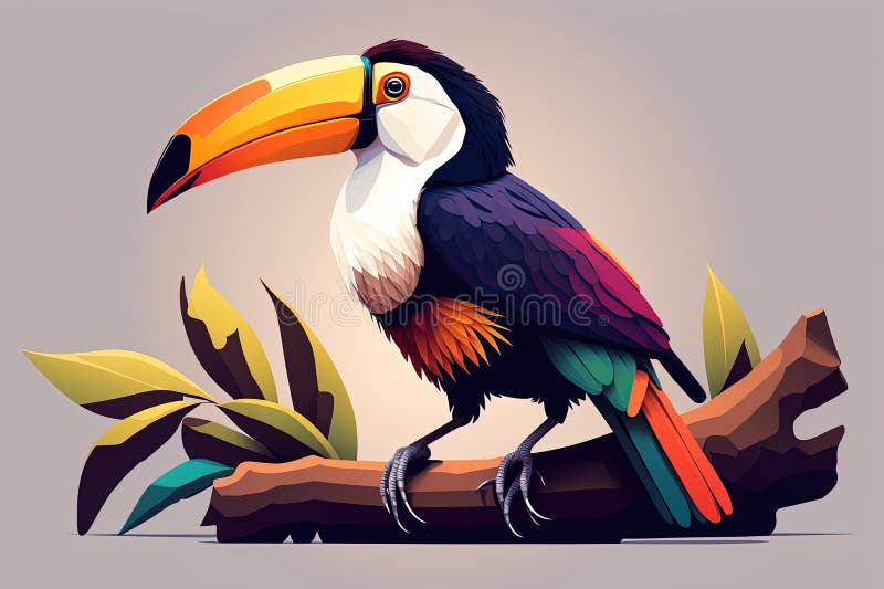 Bird with a Colorful Beak Like a Toucan Stock Illustration ...