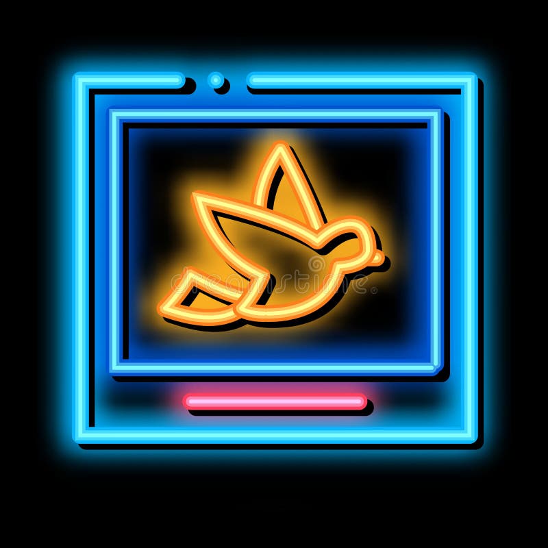 Bird on Computer Screen Neon Glow Icon Illustration Stock Vector ...