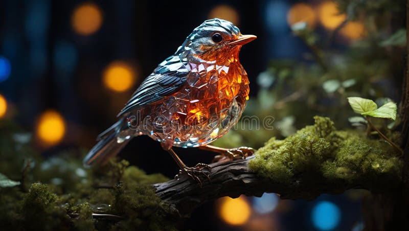 A Bird with Crystal Feathers Perches Stock Illustration - Illustration ...