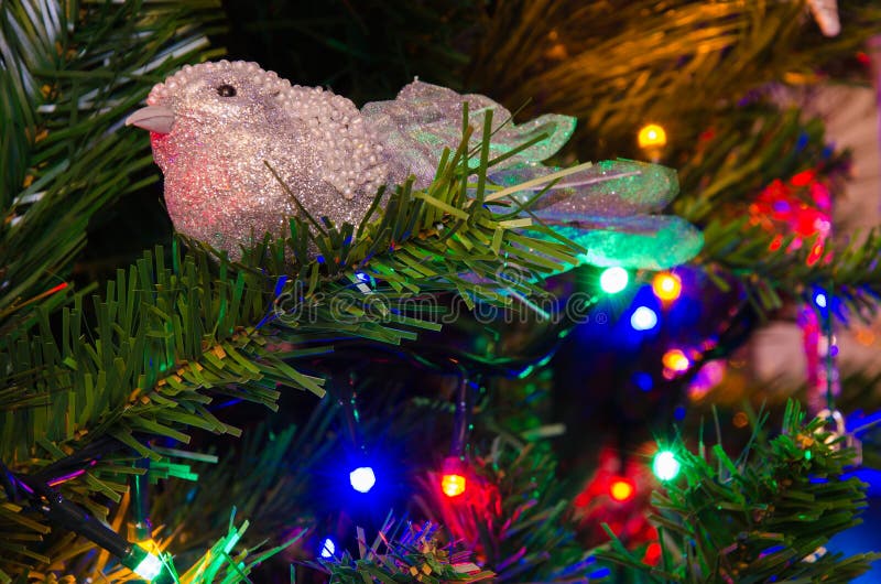 Bird Decoration on Christmas Tree Stock Photo - Image of elegance ...