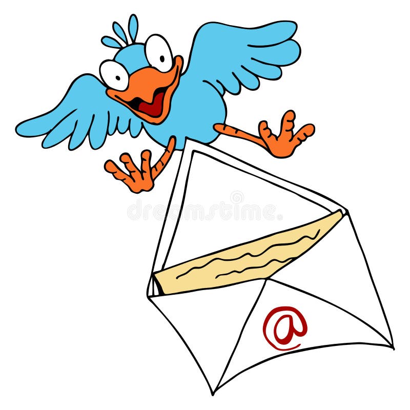 Bird delivering mail stock illustration. Illustration of communication ...