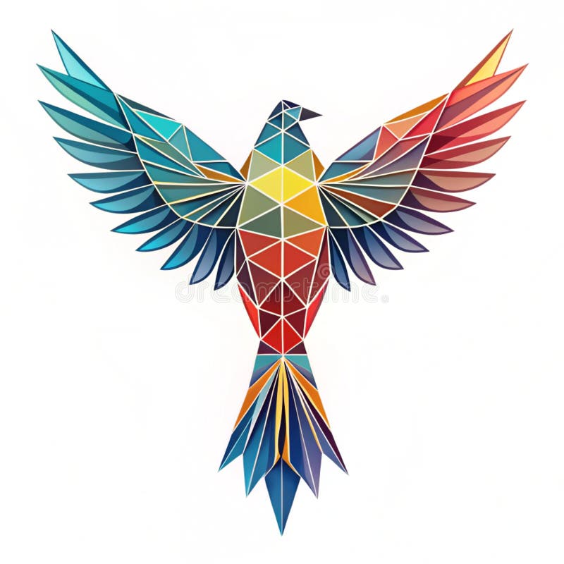 Geometric Bird with Curved Wings Stock Illustration - Illustration of ...