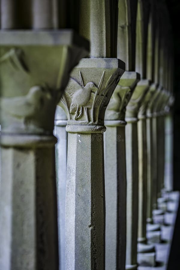 Bird Detail on Vertical Column at Iona Abbey Courtyard Stock Photo ...