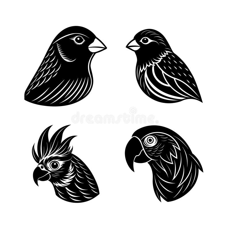 Bird, Domestic Animal Bird Head Vector Silhouette Bundle Stock Vector ...