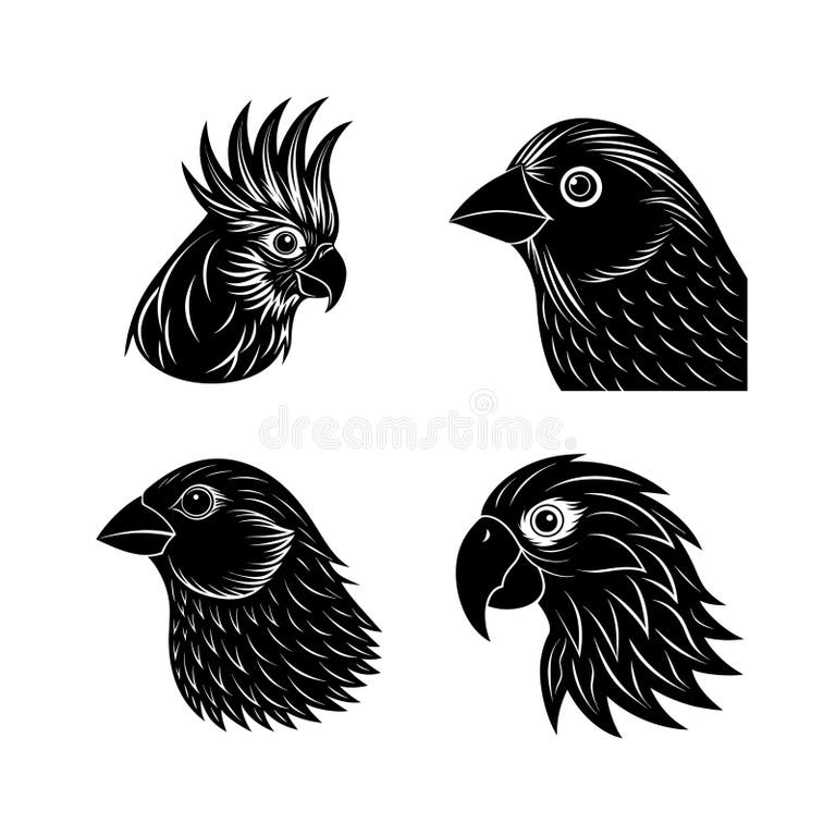 Bird, Domestic Animal Bird Head Vector Silhouette Bundle Stock Vector ...