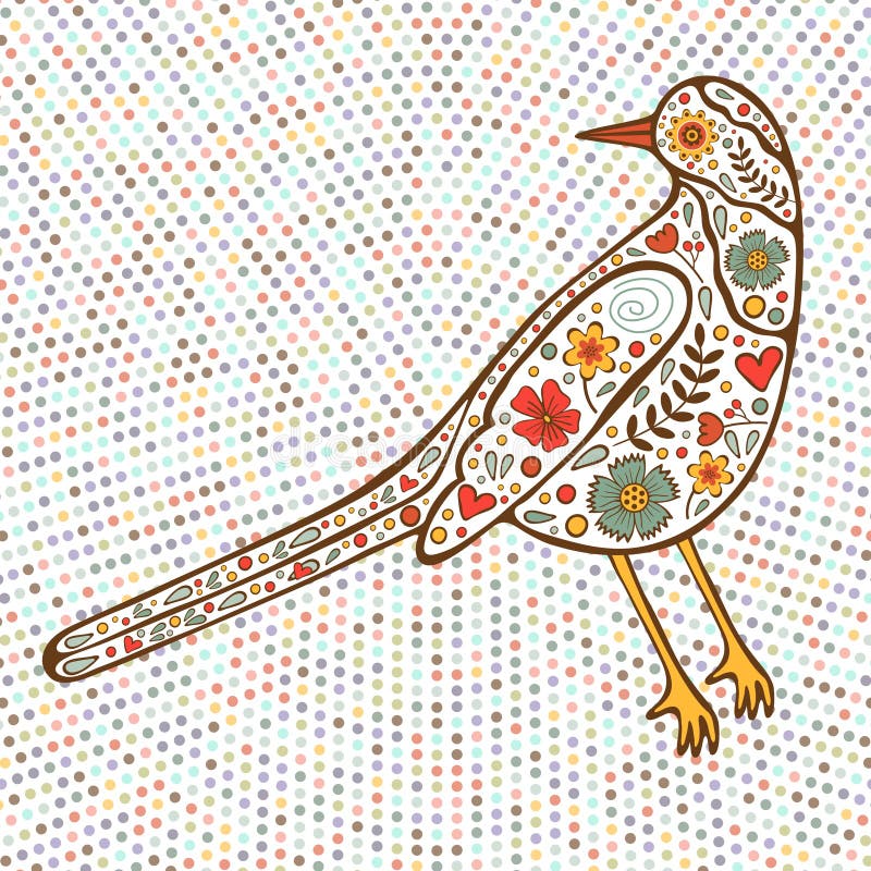 Colorful Bird on Dotted Background Stock Vector - Illustration of ...