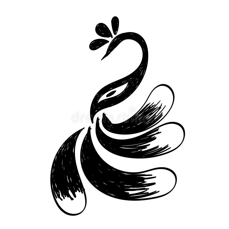 Bird Drawing. Element Isolated on White Background Stock Illustration ...