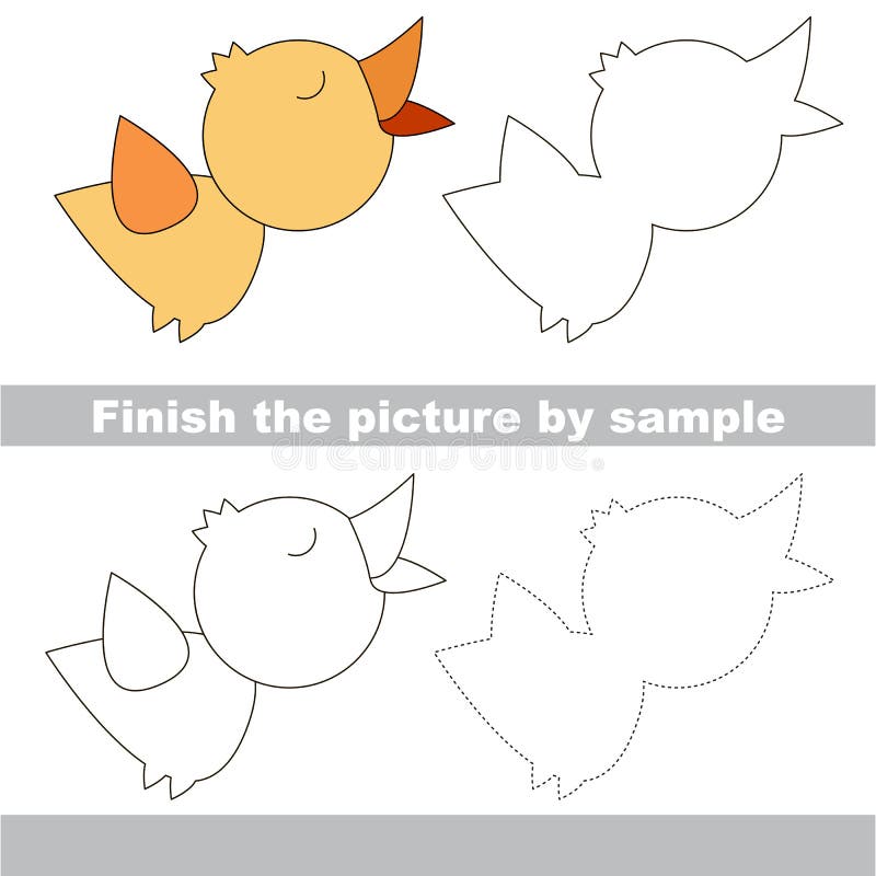 Bird. Drawing worksheet. stock vector. Illustration of step - 70125295