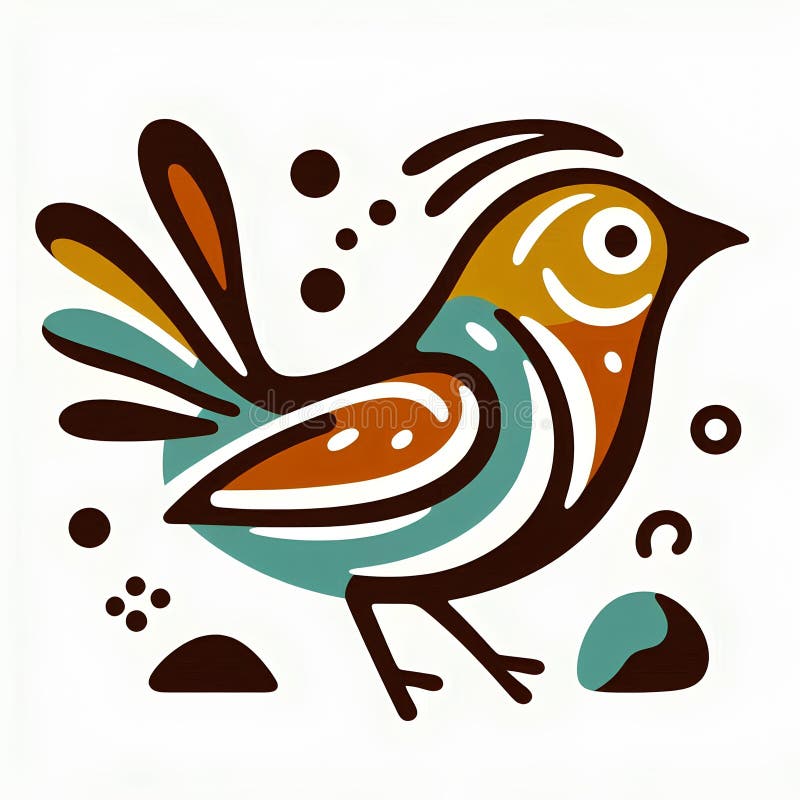 A Bird Drawn in the Style of Ancient Cave Paintings, Using Simple Lines ...