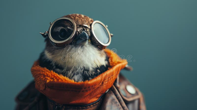 Bird Dressed As an Aviator with Goggles and a Jacket Stock Photo ...