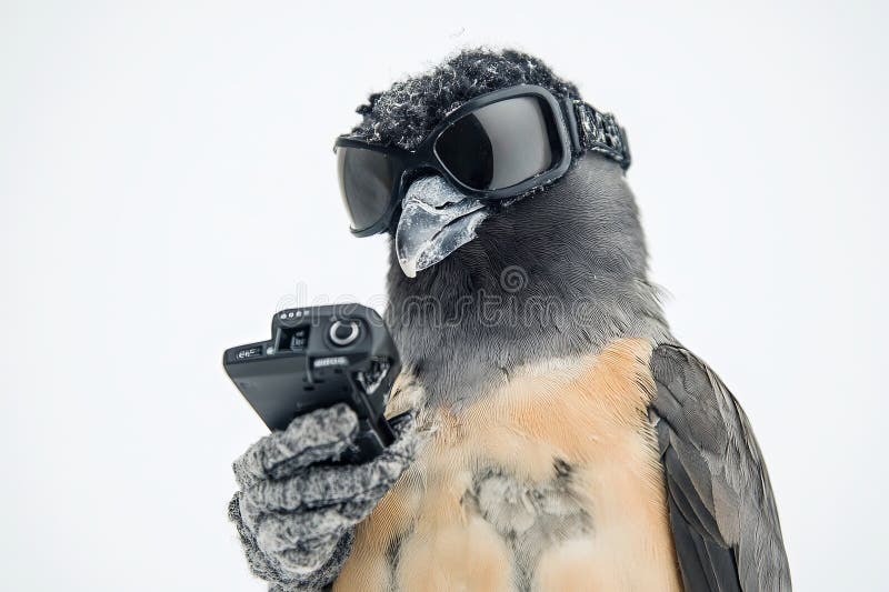 A Bird Dressed As a Delivery Drone Operator, Holding a Tiny Remote ...