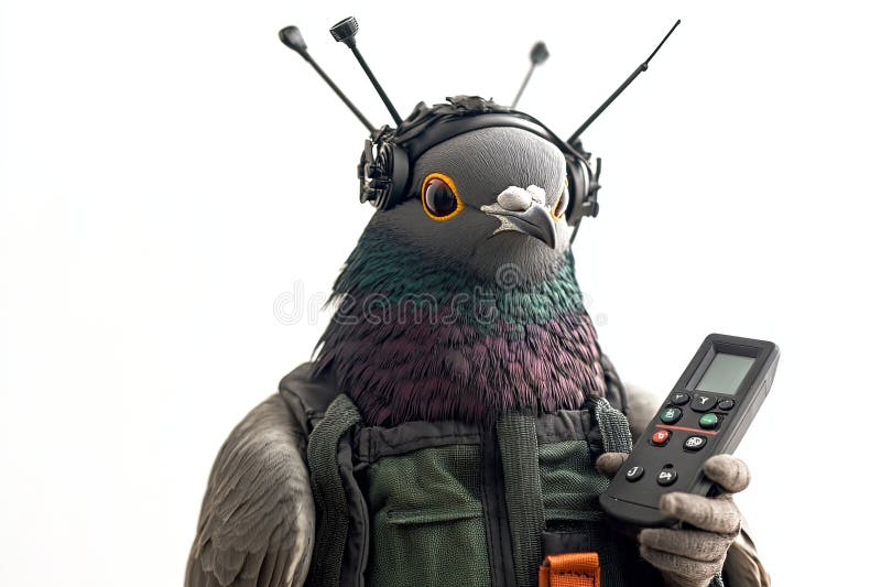 A Bird Dressed As a Delivery Drone Operator, Holding a Tiny Remote ...