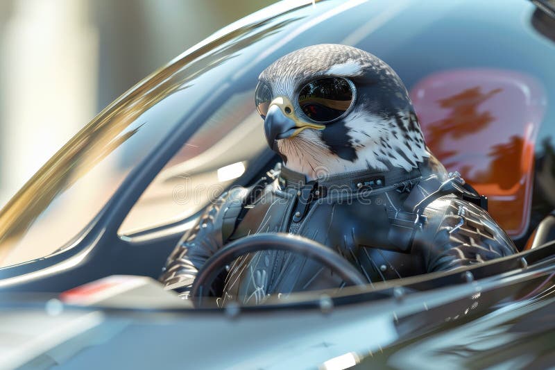 Bird is Driving a Car with a Leather Jacket and Sunglasses with ...