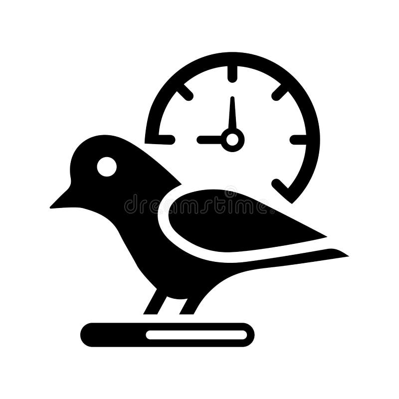 Bird, Early, Time Icon. Black Vector Graphics Stock Illustration ...