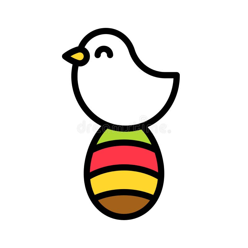Bird with Easter Egg Vector, Easter Filled Icon Editable Stroke Stock ...