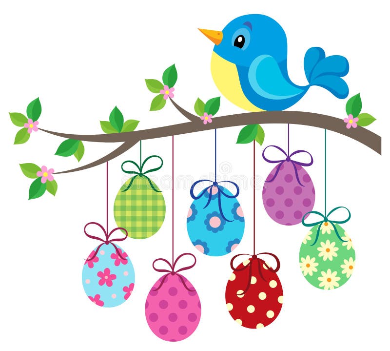 Bird and Easter Eggs Theme Image 1 Stock Vector - Illustration of bloom ...